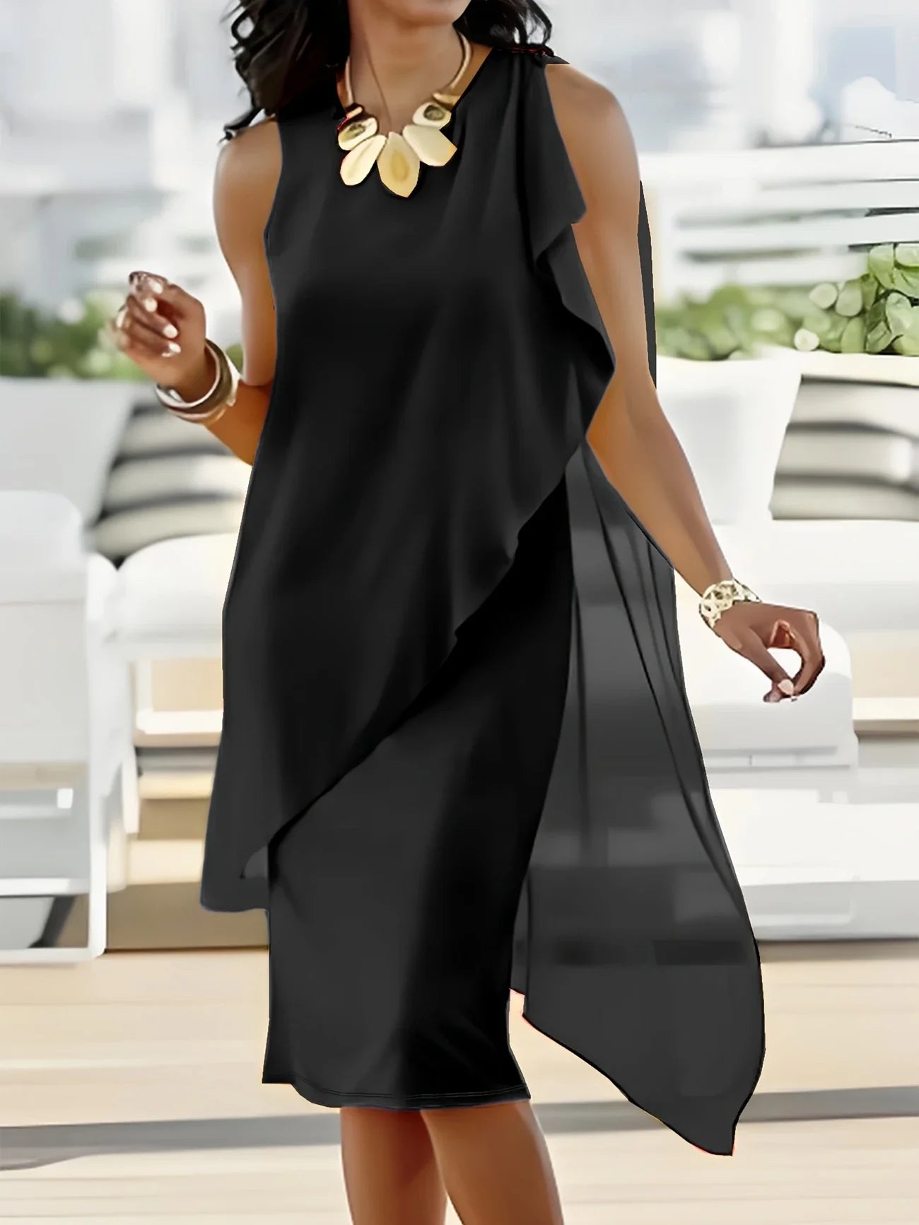 Maren | Elegant Midi Dress With Sleeveless – Morgan & Madison