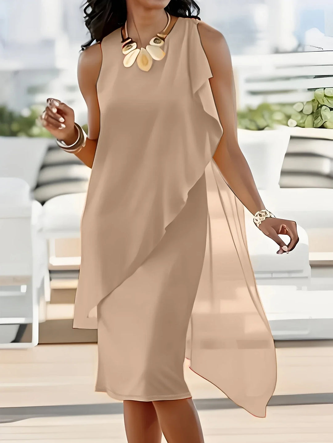 Maren | Elegant Midi Dress With Sleeveless – Morgan & Madison